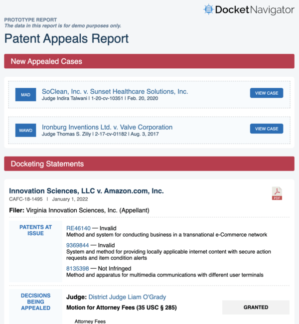 Current Awareness – Docket Navigator