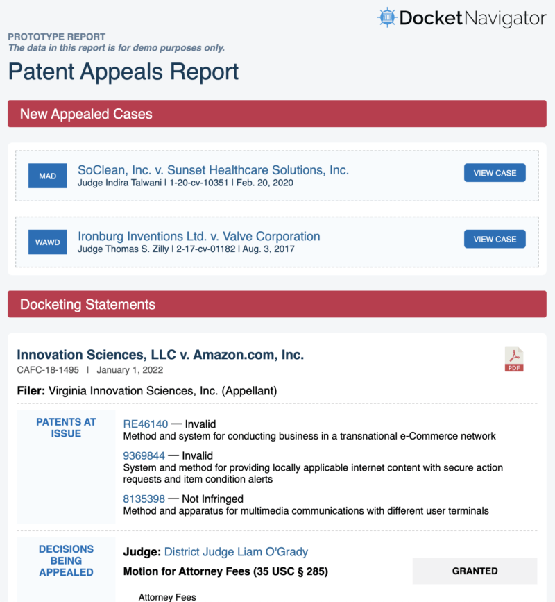Current Awareness – Docket Navigator