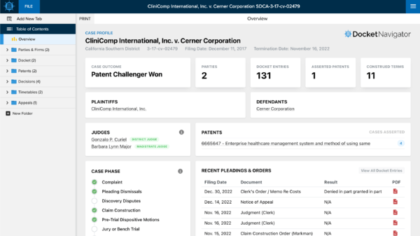 Case Profile – Docket Navigator
