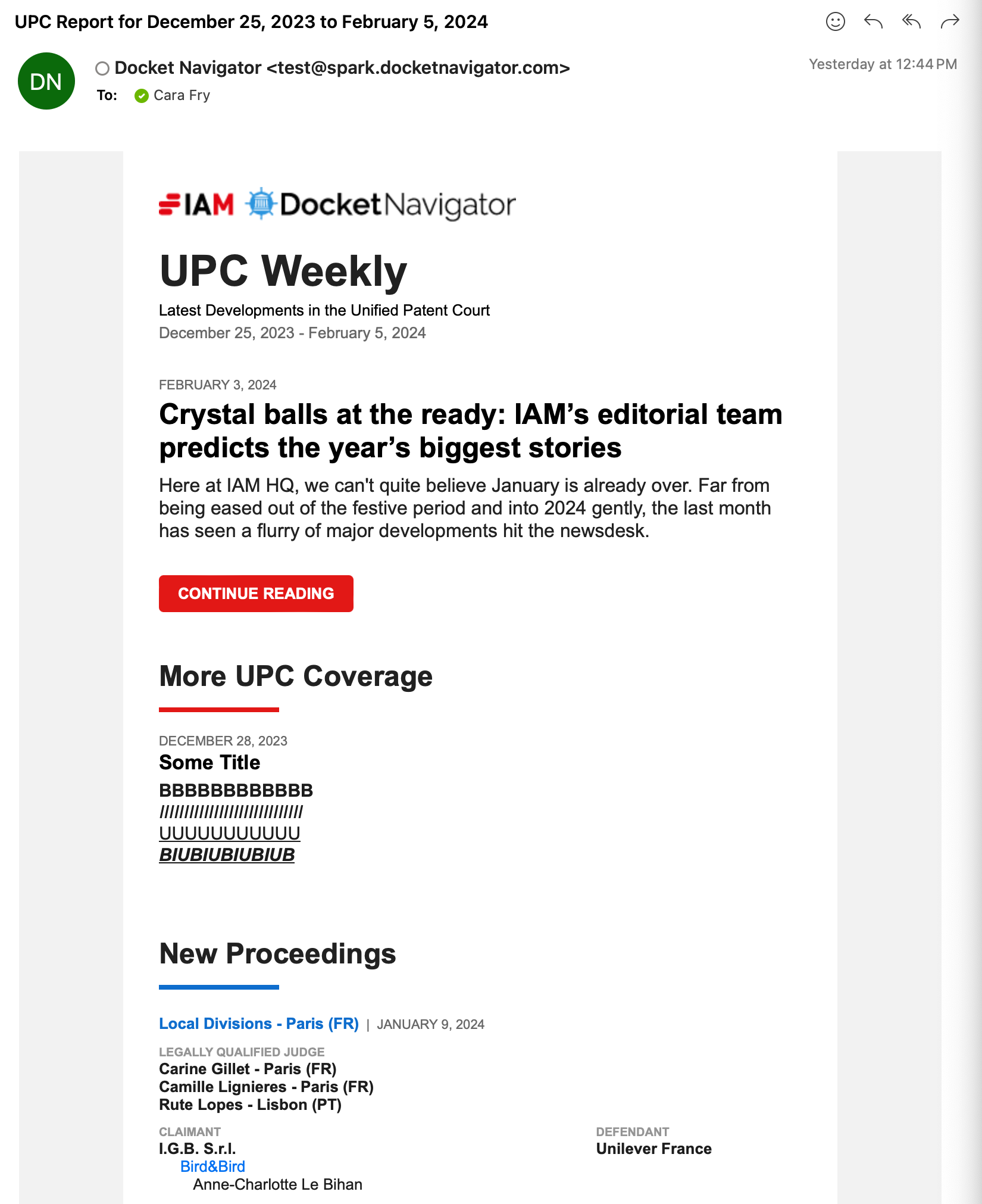 Unified Patent Court – Docket Navigator